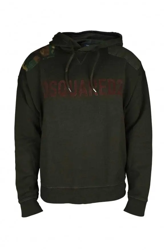 Dsquared2 Cotton Hoodie With Camouflage Patches - Yellow