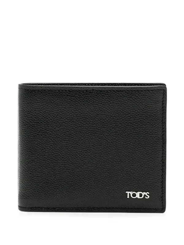 TOD'S Logo Plaque Grained Leather Bi-fold Wallet