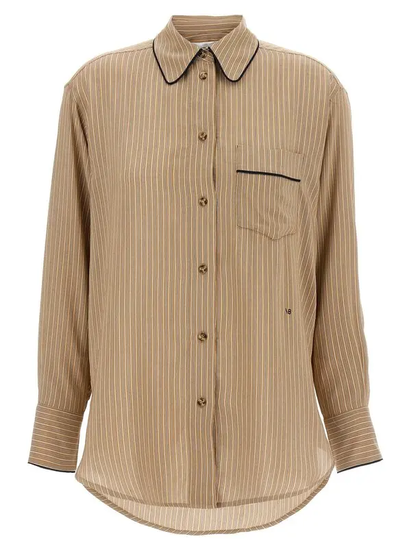 Victoria Beckham Piping Detail Pyjama' Shirt - Brown