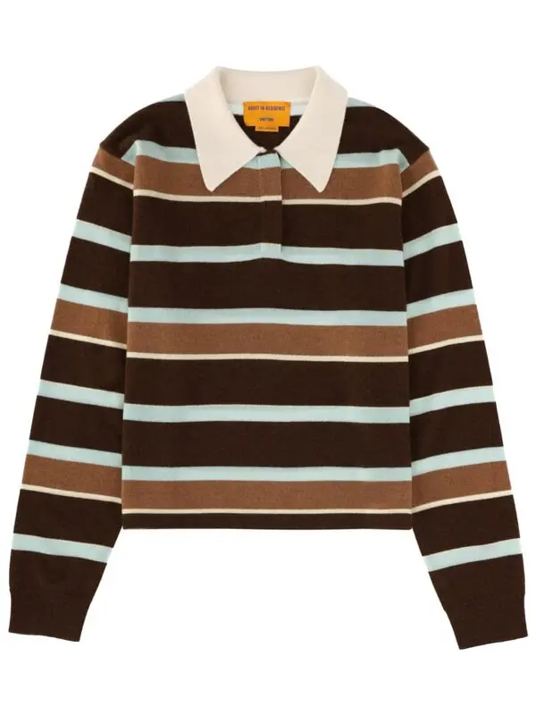 Guest In Residence Cropped Stripe Rugby Polo Shirt - Multicolor