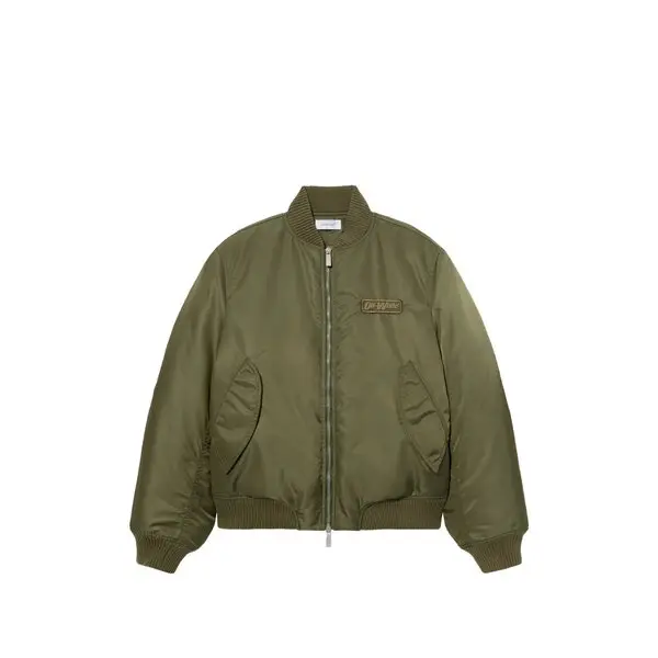 Off-White Satin Bomber Jacket - Green
