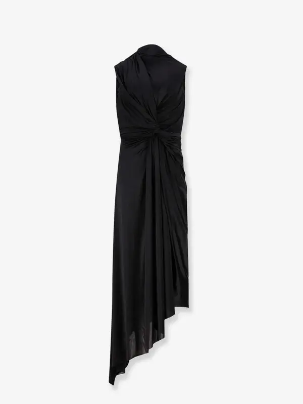 Balenciaga Stretch Fabric Long Asymmetrical Dress - Black