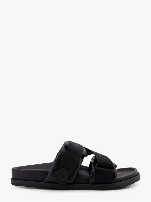 Moncler Mon Summer Leather Sandals With Nylon Details - Multicolor