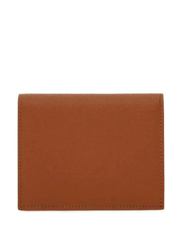 FERRAGAMO Gancini Hammered Leather Compact Wallet - Brown