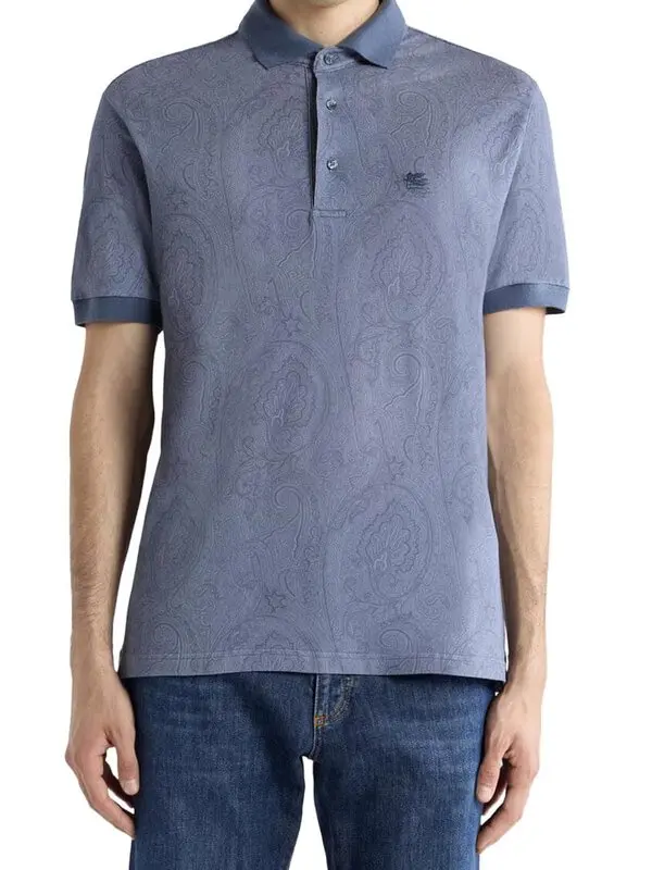 Etro Cotton Polo Shirt With Arnica Pattern
