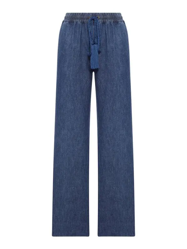 Valentino Garavani Wide Leg Chambray Pants - Multicolor
