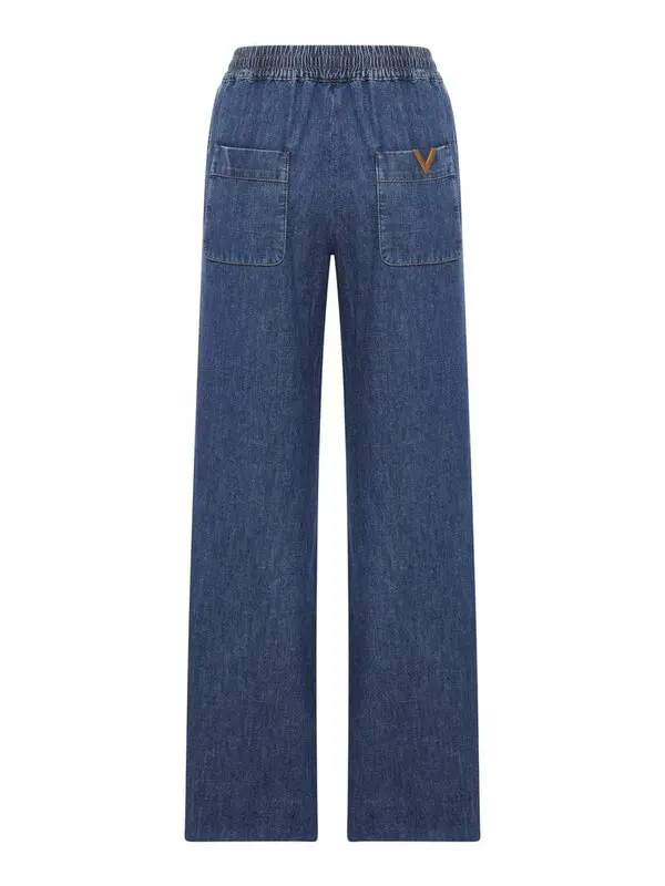 Valentino Garavani Wide Leg Chambray Pants - Multicolor