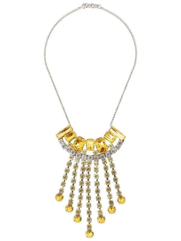 Dries Van Noten Statement Brass Necklace With Strass Charms - Multicolor