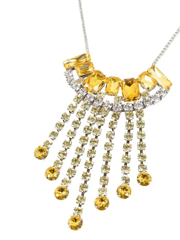Dries Van Noten Statement Brass Necklace With Strass Charms