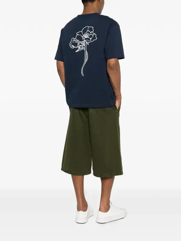 Kenzo Archive Rose` Embroidered Outlined Cotton T-shirt