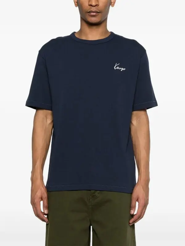 Kenzo Archive Rose` Embroidered Outlined Cotton T-shirt