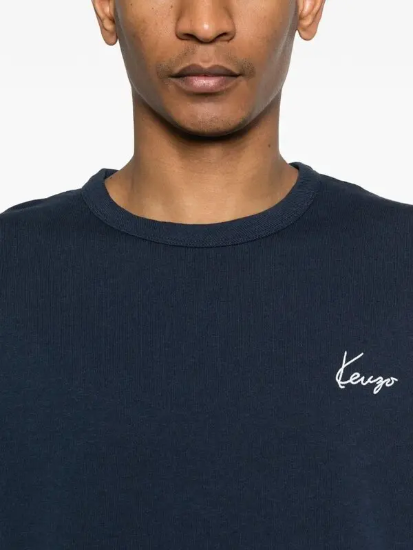 Kenzo Archive Rose` Embroidered Outlined Cotton T-shirt