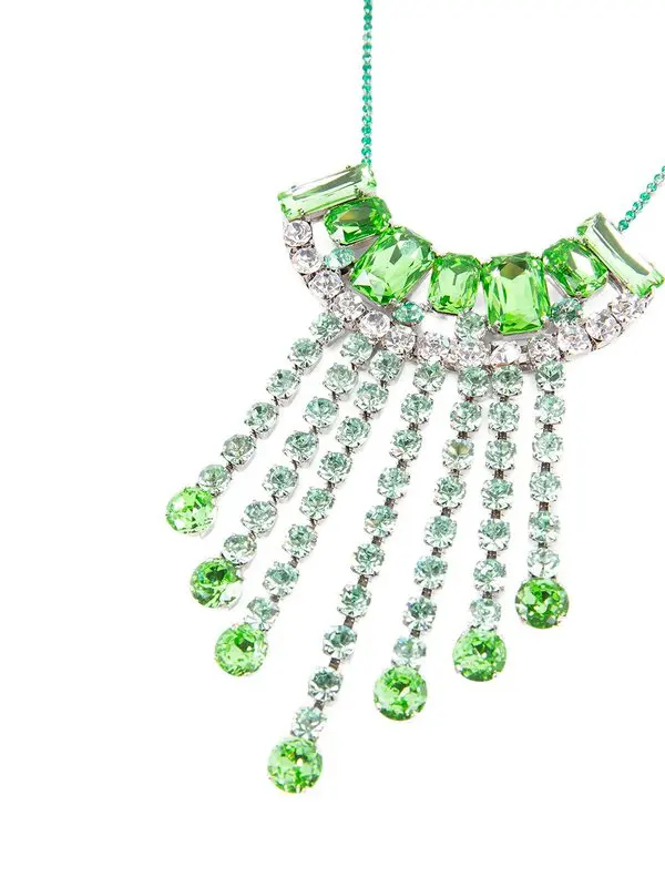 Dries Van Noten Statement Brass Necklace With Strass Charms