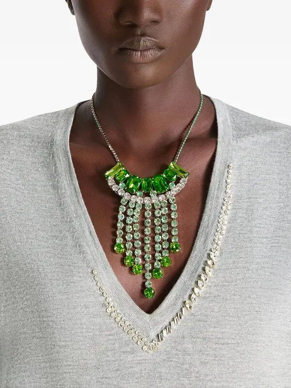 Dries Van Noten Statement Brass Necklace With Strass Charms
