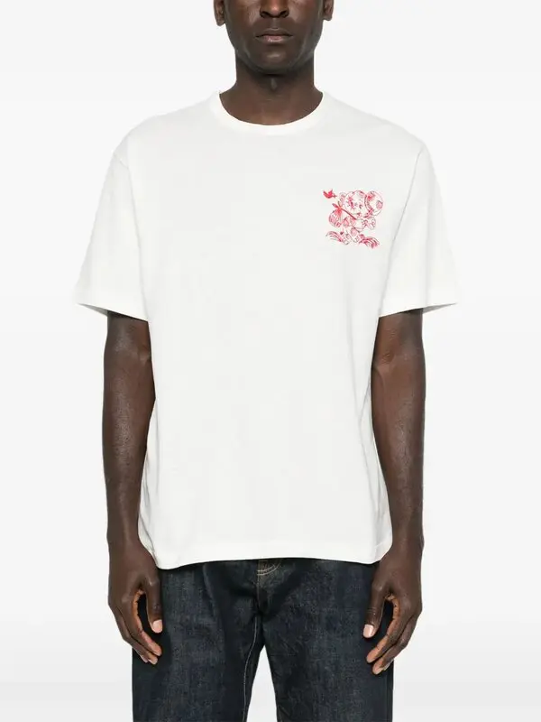 Kenzo Cartoon` Embroidered Outlined Cotton T-shirt