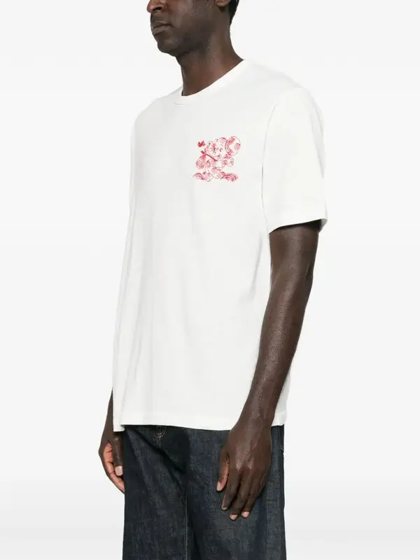 Kenzo Cartoon` Embroidered Outlined Cotton T-shirt