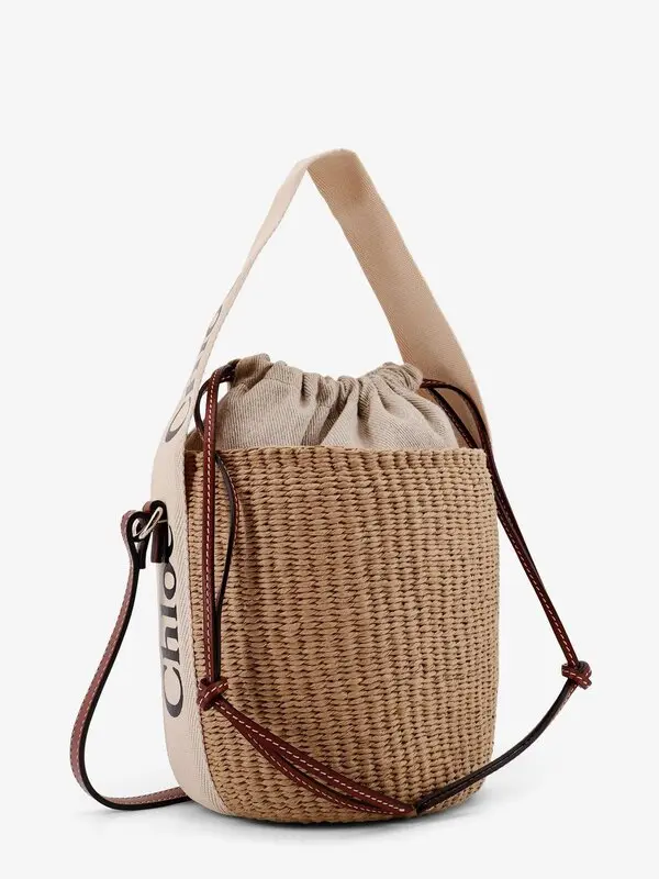 Chloé Woody Raffia Bucket Bag - White