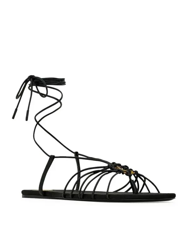 Saint Laurent Babylone Smooth Leather Sandals - Multicolor