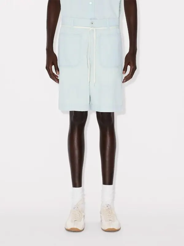 Kenzo Straight Shorts In Stone Bleach Chambray