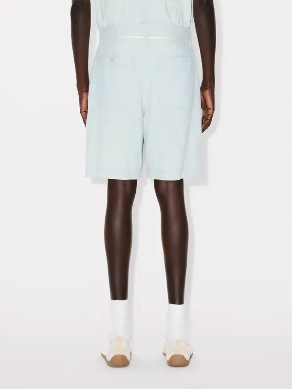 Kenzo Straight Shorts In Stone Bleach Chambray