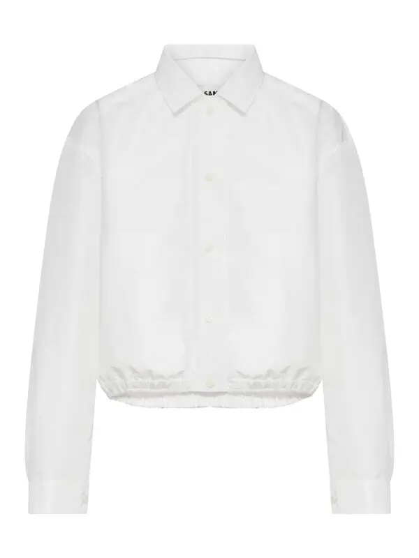 JIL SANDER Cropped Jacket In Technical Fabric With Elasticated Bottom - White