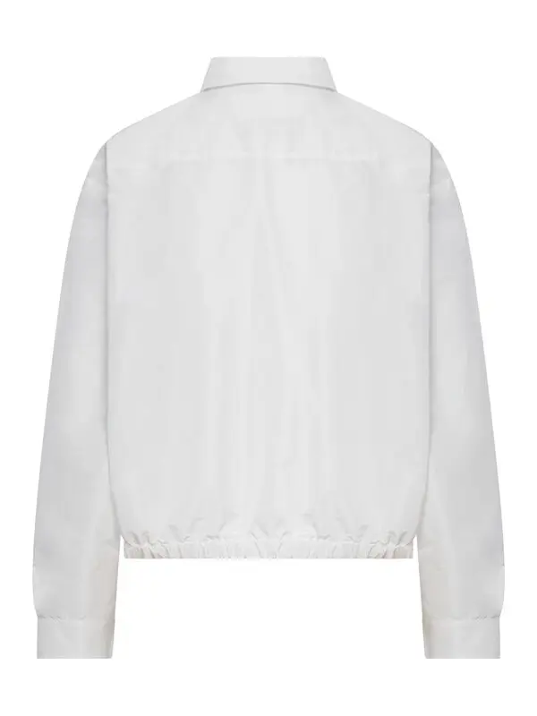 JIL SANDER Cropped Jacket In Technical Fabric With Elasticated Bottom - White
