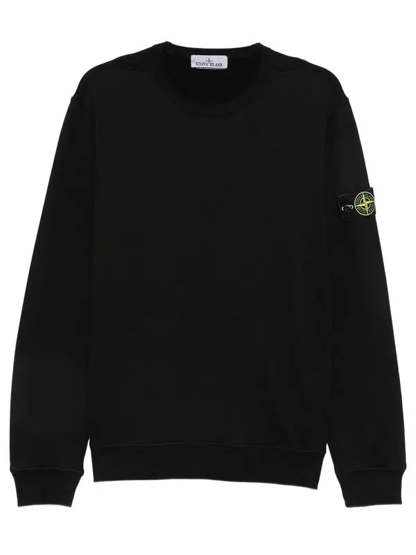Stone Island Crew Neck Cotton Jersey Sweatshirt - Black