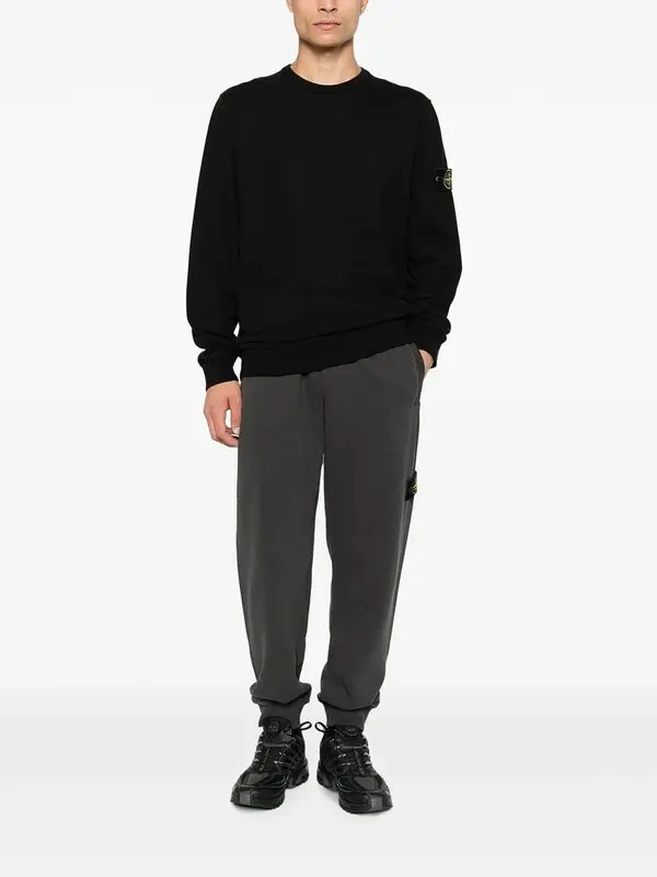 Stone Island Cotton Jersey Crew Neck Sweatshirt - Black