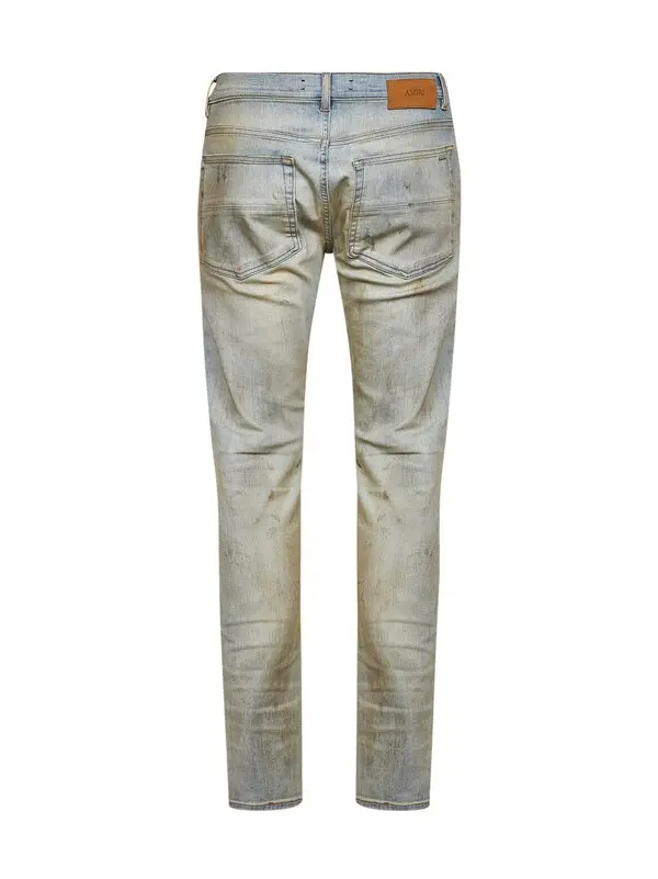 Amiri Blue Denim Suede Mx1 Jeans