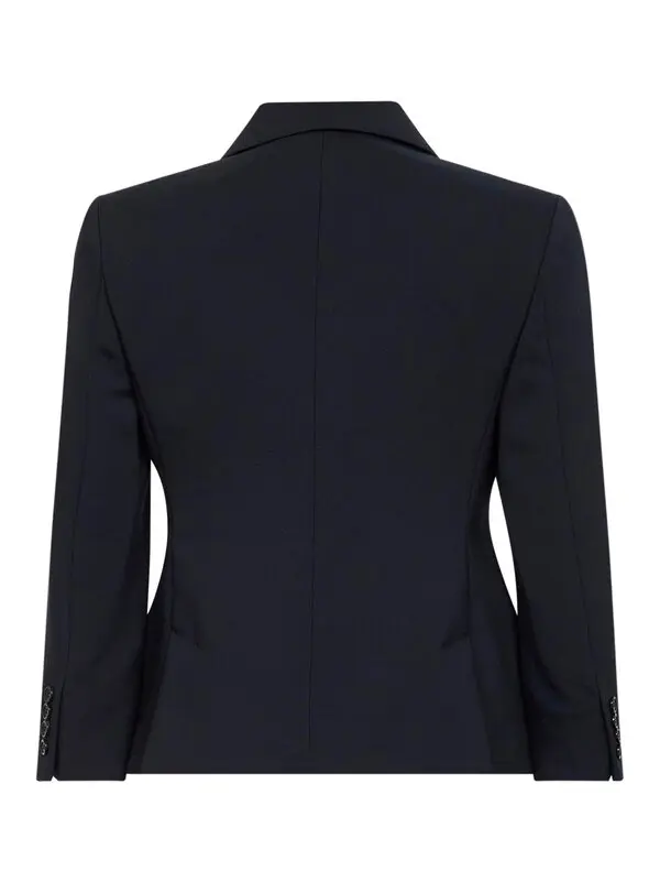 Max Mara Navy Blue Stretch Canvas Mxmdorico Cropped Blazer - Multicolor