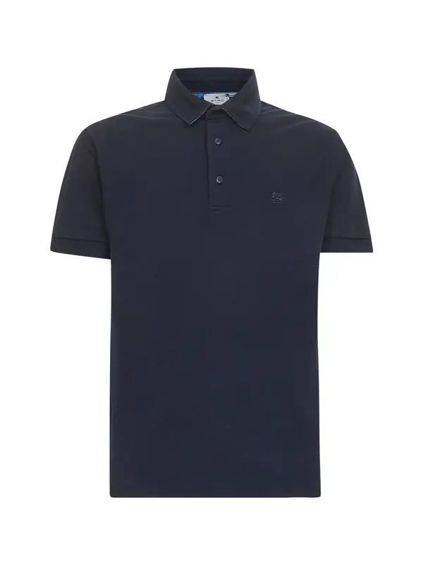 Etro Blue Cotton Piquet Polo Shirt