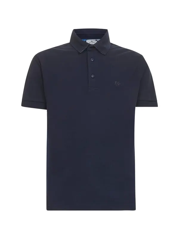 Etro Blue Cotton Piquet Polo Shirt - Multicolor
