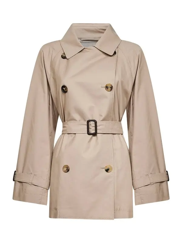 Max Mara Sand Mtccalle Short Double-breasted Trench Coat - Multicolor