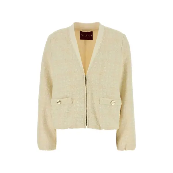 Gucci Tweed Zip-fastening Jacket - Cream