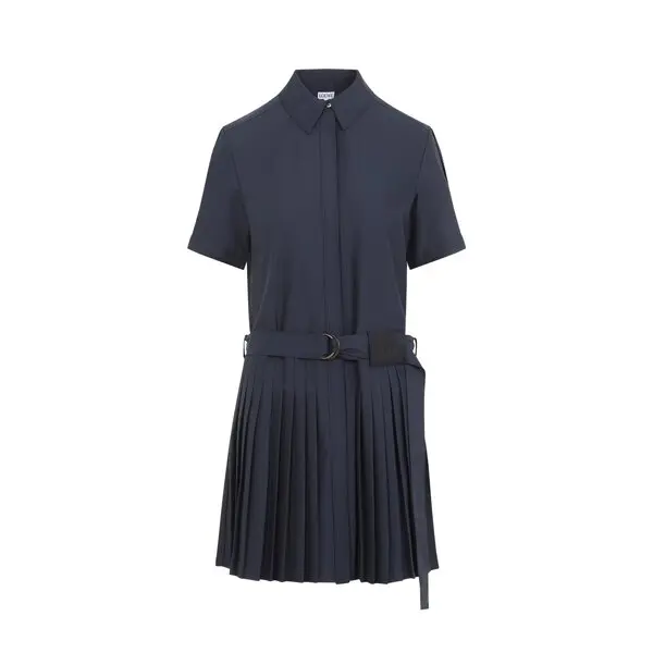 Loewe Pleated Shirt Dress - Blue