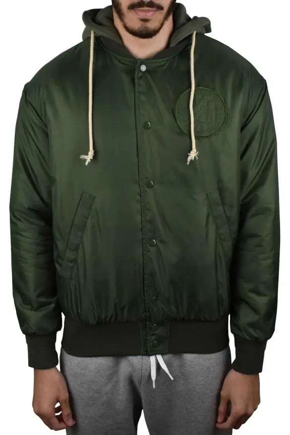 AUTRY Nylon Hooded Bomber Jacket - Green