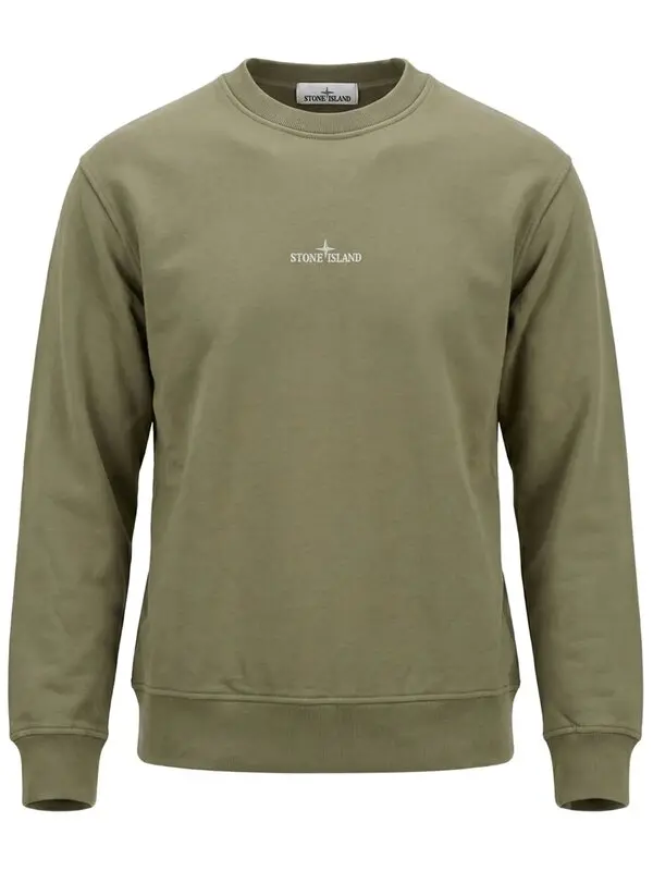 Stone Island Oversized-fit Crewneck Sweatshirt With `blurred Compass` Print - Green