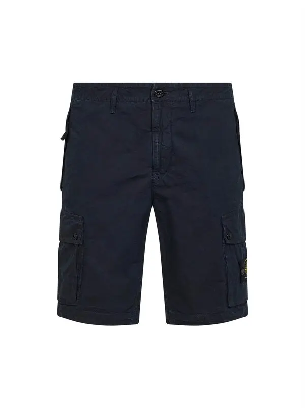 Stone Island Blue Organic Cotton Twill Cargo Bermuda Shorts - Multicolor