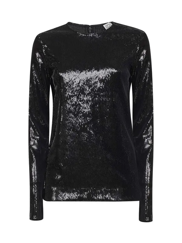 TOTEME Black Sequin Long-sleeved Top