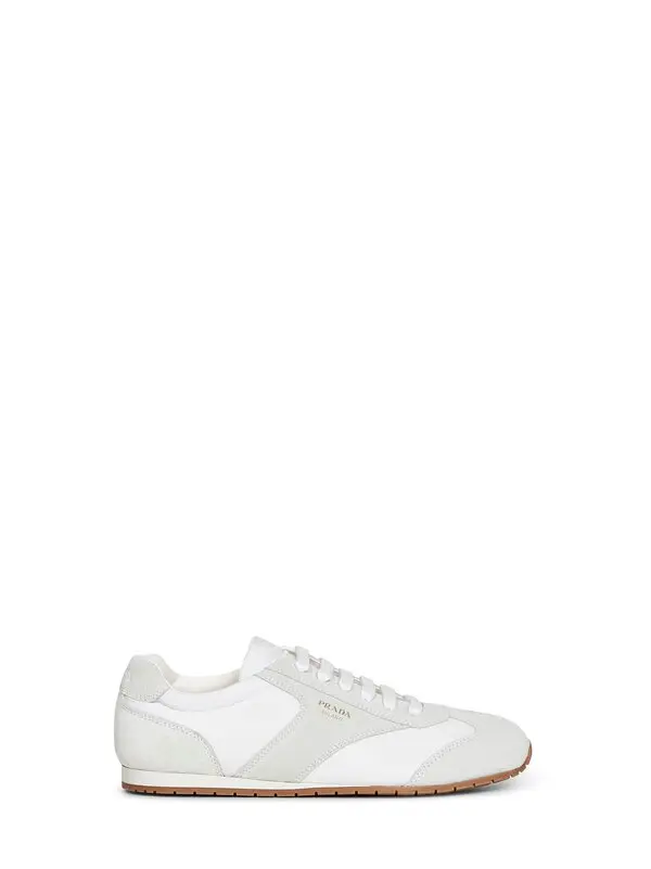 Prada Calzature White Re-nylon And Suede Sneakers - Multicolor