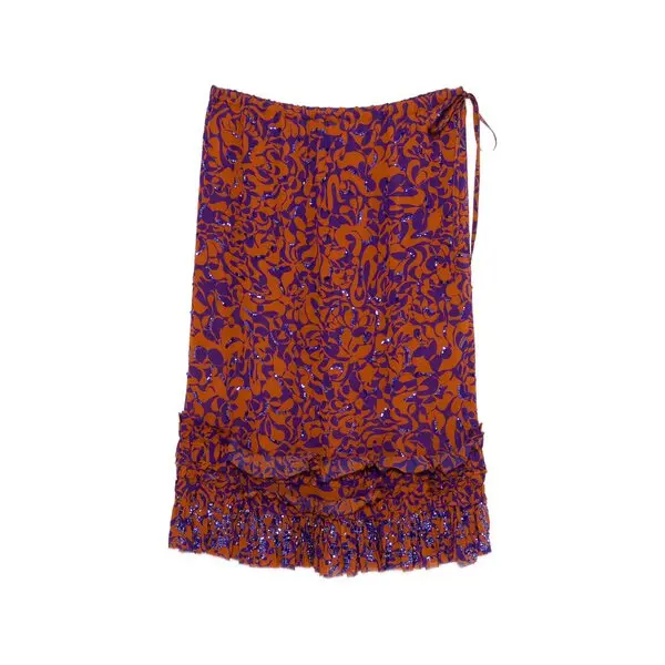 Dries Van Noten Printed Sequin Skirt - Brown