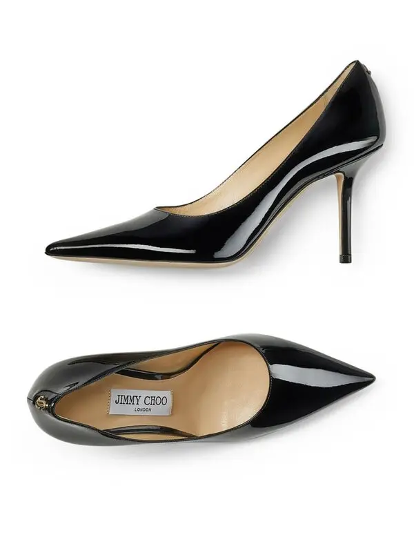 JIMMY CHOO Patent Leather Decollete With Jc Logo - Black