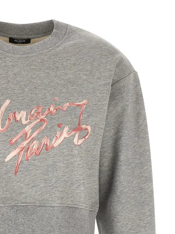 Balmain Cropped Sweatshirt - Gray