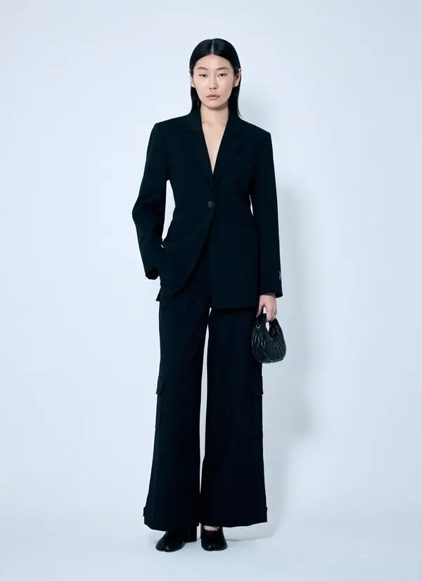 GANNI Solid Twill Suiting Cargo Pants