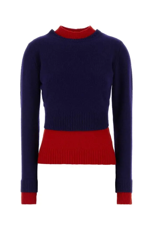 JIL SANDER Navy Wool Blend Sweater