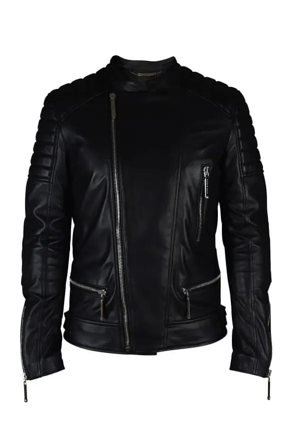 Philipp Plein Leather Biker Jacket - Black