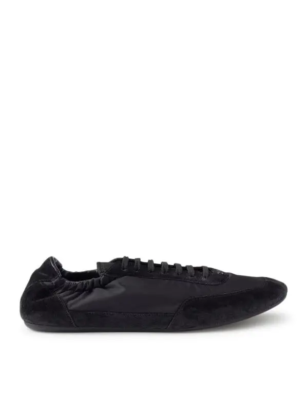 Prada Collapse Sneakers In Re-nylon And Suede - Black