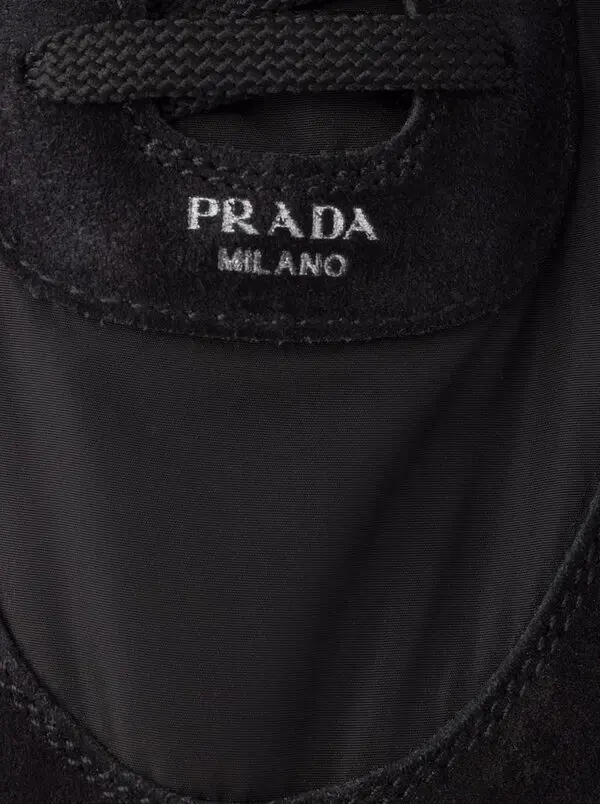 Prada Collapse Sneakers In Re-nylon And Suede - Black