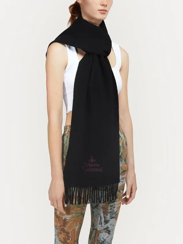 VIVIENNE WESTWOOD Sciarpa Embroidered In Lana - Black