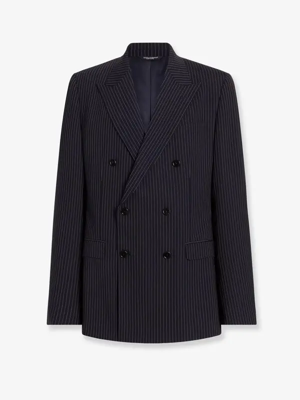 Dolce & Gabbana Martini Light Double-breasted Pinstriped Wool Blazer - Multicolor